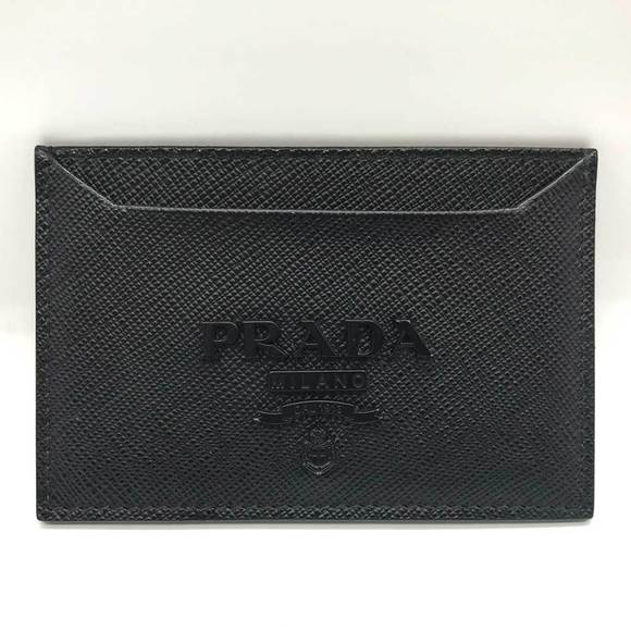Prada | Accessories | Prada Pass Case Business Card Holdercard Nero Black Bifold Saffiano Prada ...